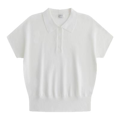 LINHOUSE复古白色短袖polo针织衫