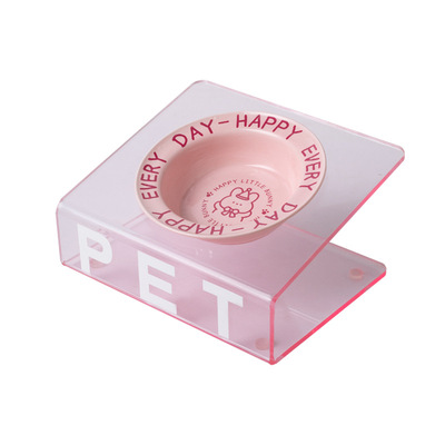 果冻色陶瓷飞碟猫狗碗护颈