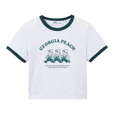 女士时尚撞色印花夏季短袖T恤