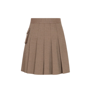 XG雪歌XJ303023B695复古格纹半身裙时尚秋季新款通勤短款百褶裙女