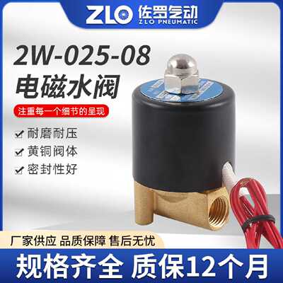 全铜阀体2W-025-08220v24v12电磁阀常闭电磁阀二通水用电磁阀气阀