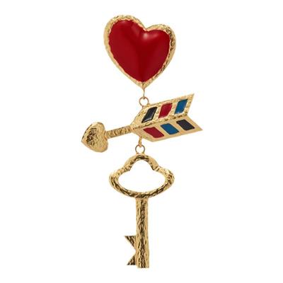 CISSY SHI丘比特系列耳钉 镀18k金爱心箭钥匙珍珠粉钻玫瑰耳环