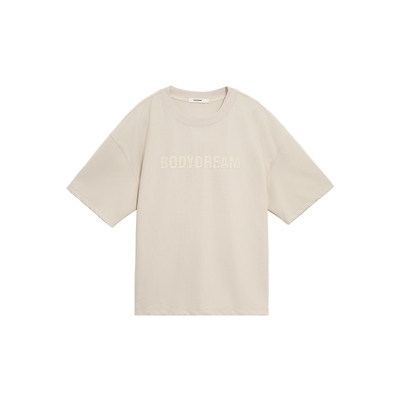 BODYDREAM重磅凉感短袖男夏季华夫格圆领字母运动T恤宽松落肩上衣