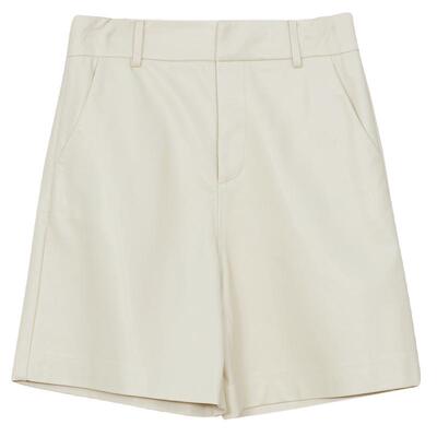 谜底PU皮短裤女士冬新品通勤高腰百搭磨毛直筒短裤244GK1660