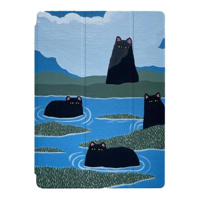 小众欧美油画艺术猫咪适用苹果iPadPro11三折保护壳air5/mini6潮