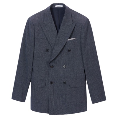 ZIOZIA春季羊毛混纺男商务西服正装痞帅双排扣修身西服ZSB21106J