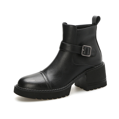 真皮马丁靴女短靴高跟鞋