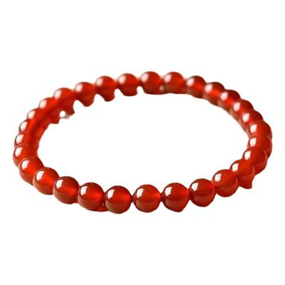 天然红玛瑙圆珠单圈款手链