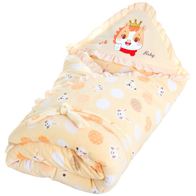 小熊客新生儿抱被纯棉秋冬加厚