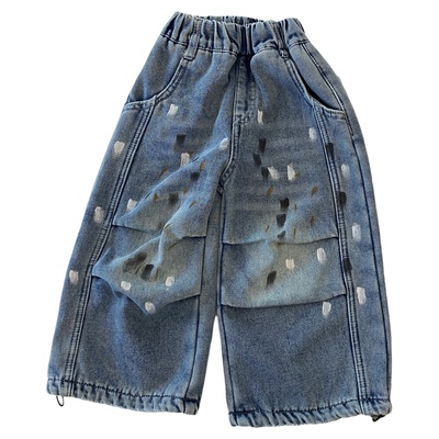 男童牛仔裤冬季加绒长裤