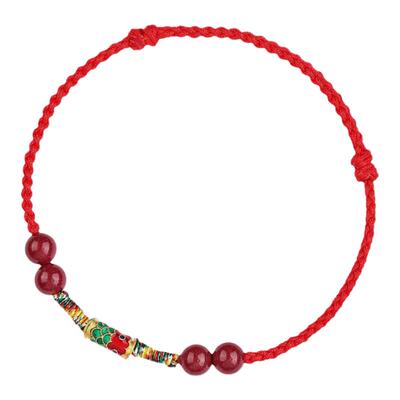 普陀山锦鲤上岸朱砂红绳手工精雕