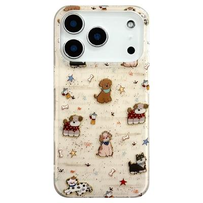 软萌可爱泼墨星星小狗苹果手机壳