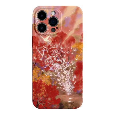 【美绝了】艺术红枫林白鸽手机壳