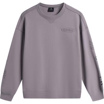 李宁宽松圆领男印花套头无帽卫衣