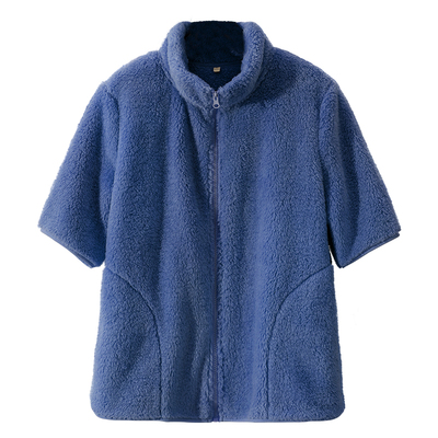 珊瑚绒立领半袖马甲外套