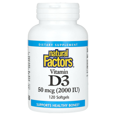 NaturalFactors维生素D3保护骨骼健康肌肉促进钙维持骨密度