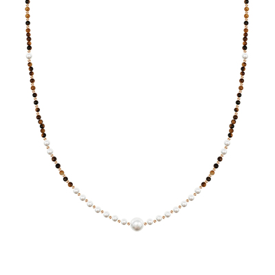 AMO天然虎眼石施家珍珠长项链