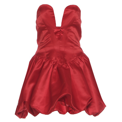 圣诞限定红桃Queen深V抹胸连衣裙