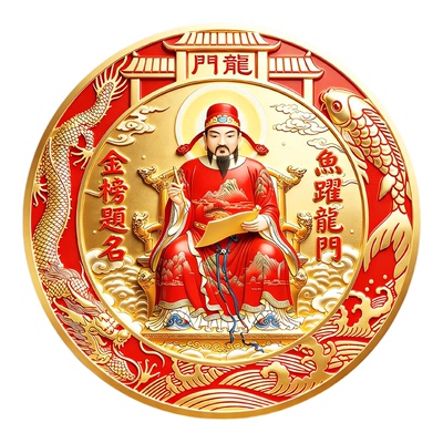 文昌帝君鱼跃龙门贴纸金榜题名