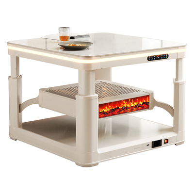 欧派取暖桌电暖桌升降一体正方形多功能客厅电炉岩板烤火桌子家用