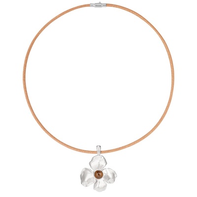 【立享88折】Neverfar花叙系列鸢尾花皮绳项链女款气质高级