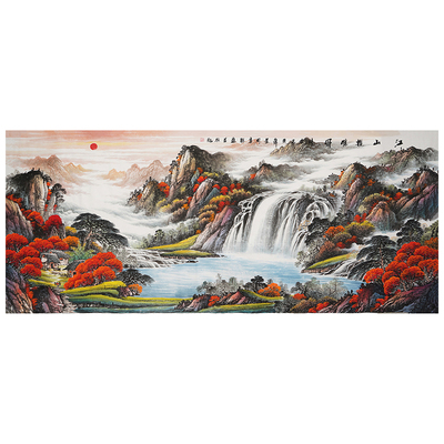 八尺国画纯手绘办公室靠山招财