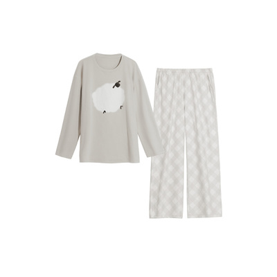 ubras奶酪绒睡衣女新款家居服套装情侣男秋冬薄绒长袖裙可外穿