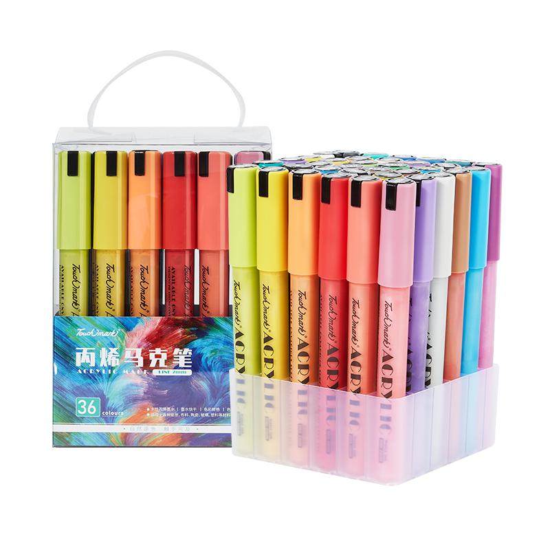 touchmark丙烯马克笔36色48色60色专业级防水手绘diy丙烯笔马克笔儿童水性不透色咕卡彩笔学生专用炳漆马克笔_虎窝淘
