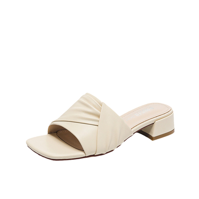 大东软底踩屎感拖鞋方头低跟凉鞋