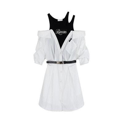 REVAN芮范设计师款甜酷风衬衫拼接连衣裙RM31101234