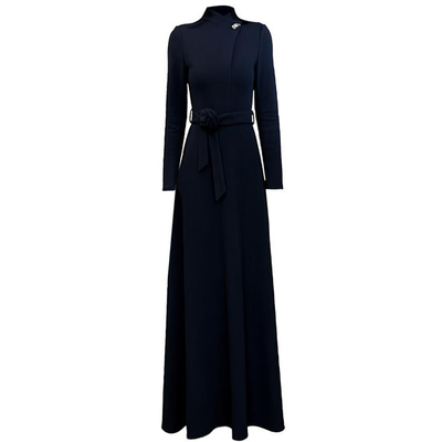 大方得体连衣裙女2025秋冬新款显瘦气质长袖A字加厚优雅长裙3019