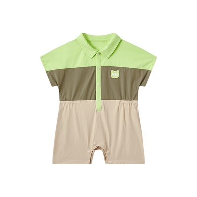 英氏男宝连体衣夏季透气速干短袖哈衣新款婴儿哈衣外出服夏装