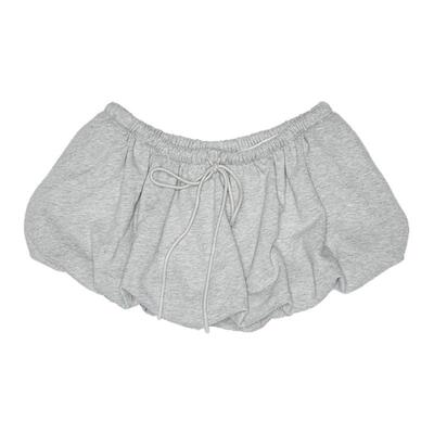 1JINN STUDIO 甜美纯色抽绳立体花苞半身裙女显瘦辣妹A字蓬蓬短裙