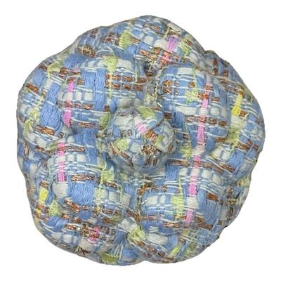 6.6cm 山茶花胸针女高档小香风布艺粗花呢胸花加别针复古春夏配饰