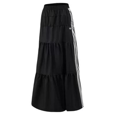Adidas阿迪达斯三叶草过膝裙刺绣logo夏女百褶蛋糕半身裙 KY5728