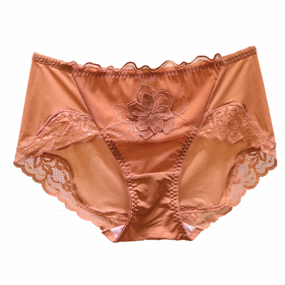 訫心真丝刺绣蕾丝边奢华女士内裤
