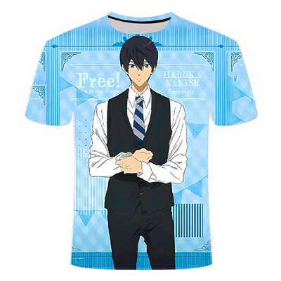 夏季3D印花 free!男子游泳部七濑遥二次元男女款潮流T恤