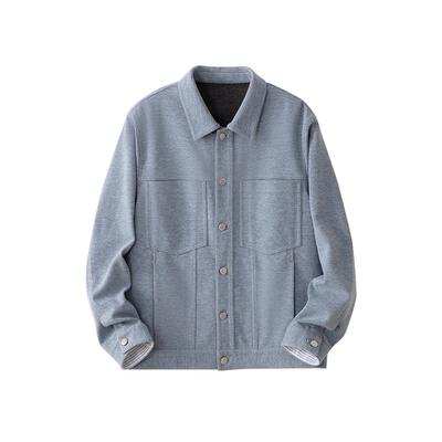 THESSNCE 免水洗牛仔风格 微羊毛棉混纺针织夹克冬季男士长袖外套