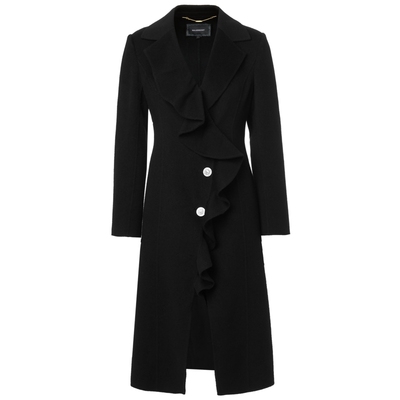 【奥莱】MAXRIENY星钻大衣款荷叶边翻领双面呢羊毛外套