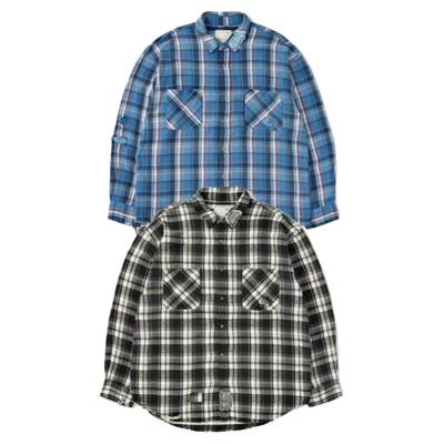 MADNESS余文乐水洗格子长袖衬衫