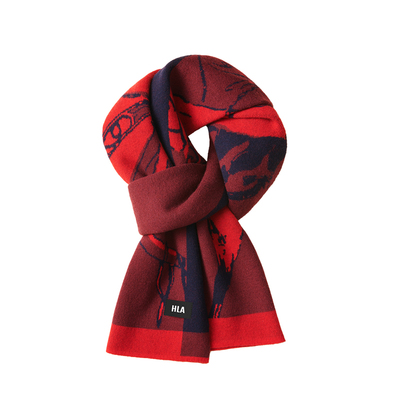 海澜之家纯羊毛中国红围巾本命年