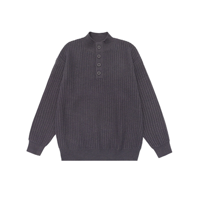 追素TS休闲立领套头纽扣针织毛衣