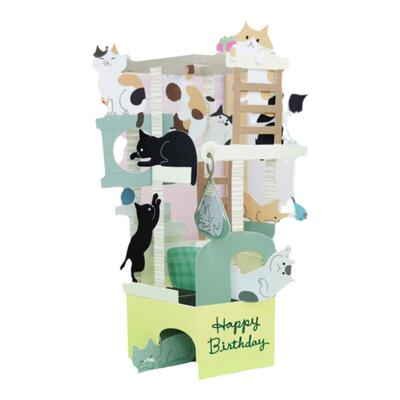 创意猫咪跳台生日立体贺卡