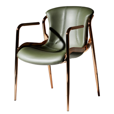 意式轻奢马鞍皮餐椅带扶手