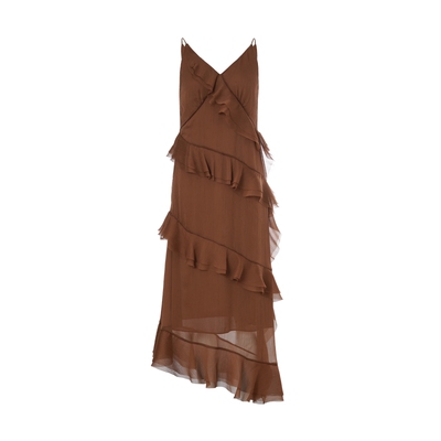 LYNEE薄纱皱褶吊带连衣裙