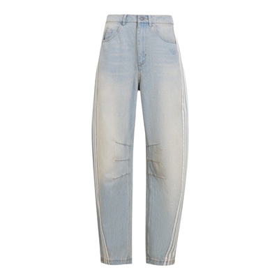 adidas阿迪达斯三叶草水洗做旧感弯刀裤秋女牛仔长裤 KG0200