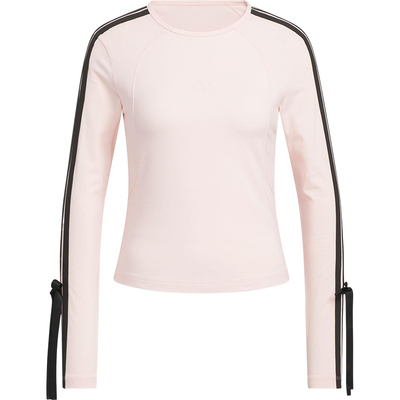 Adidas/阿迪达斯正品2025女士针织时尚三条纹修身运动T恤KG3860