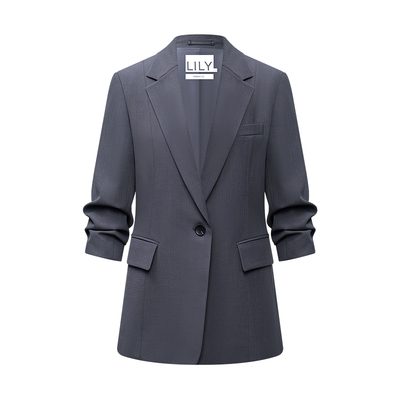 LILY通勤收腰廓形格雷系西装外套