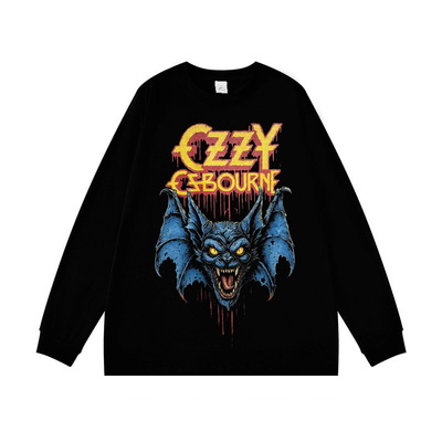 Ozzy Osbourne摇滚乐队周边印花长袖T恤男女款黑色纯棉上衣春秋冬