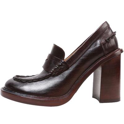 牧玛尼手工植鞣胎欧美范高跟鞋